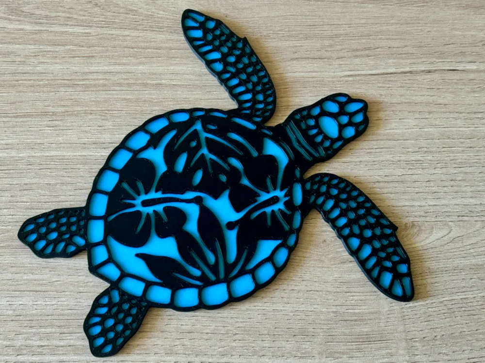 Sea turtle with flower wall art by Babylone MakerWorld: Download Free ...
