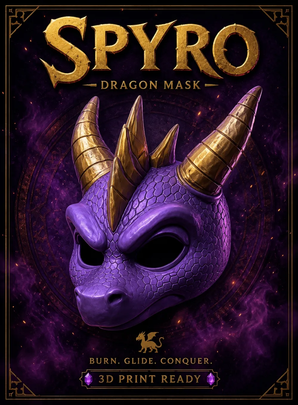 Spyro the dragon mask - Free 3D Print Model - MakerWorld