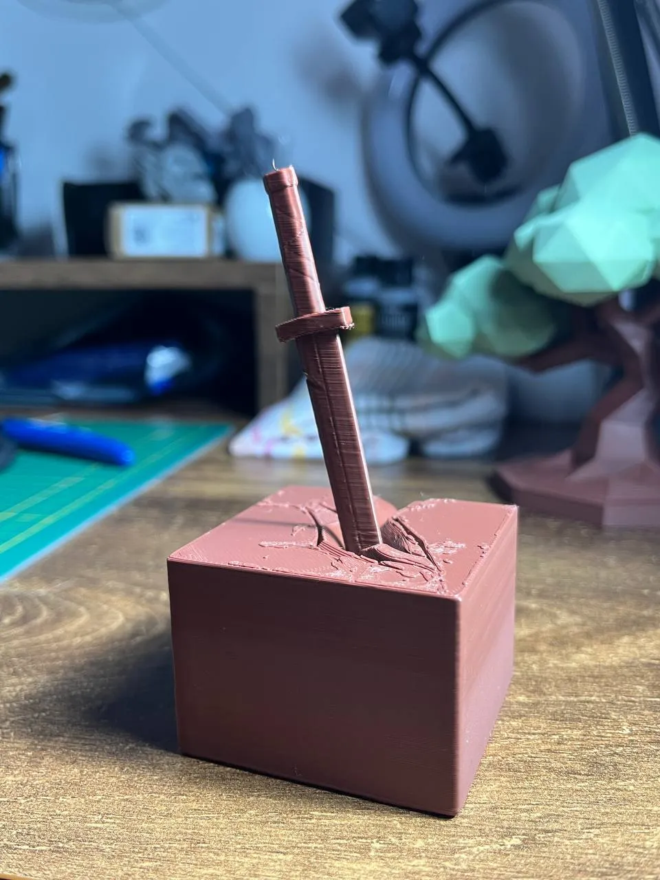 Sword on block art - Free 3D Print Model - MakerWorld