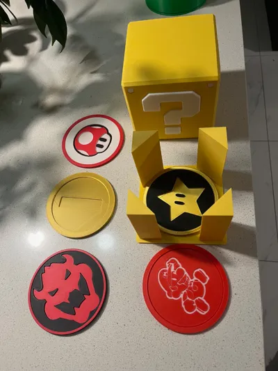 Super Mario ? Storage Box and Coaster set x5 by Tommy Gun - MakerWorld