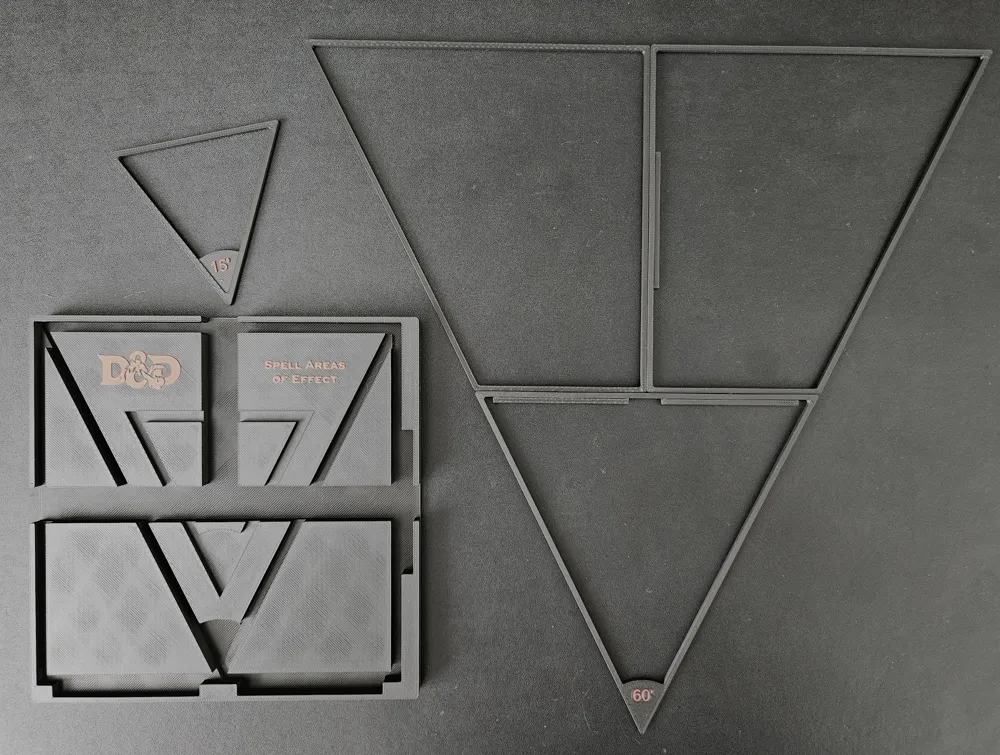 DnD 53° 60ft 30ft & 15ft Cone Spell Templates - Free 3D Print Model ...