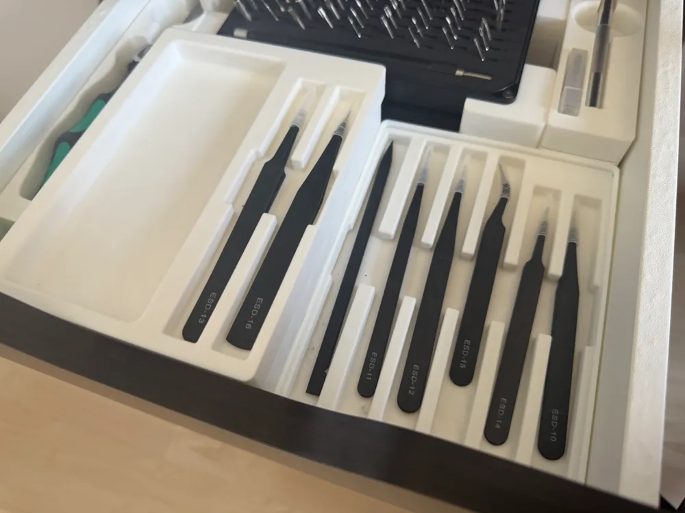 gridfinity ESD tweezers insert with tray - Free 3D Print Model - MakerWorld