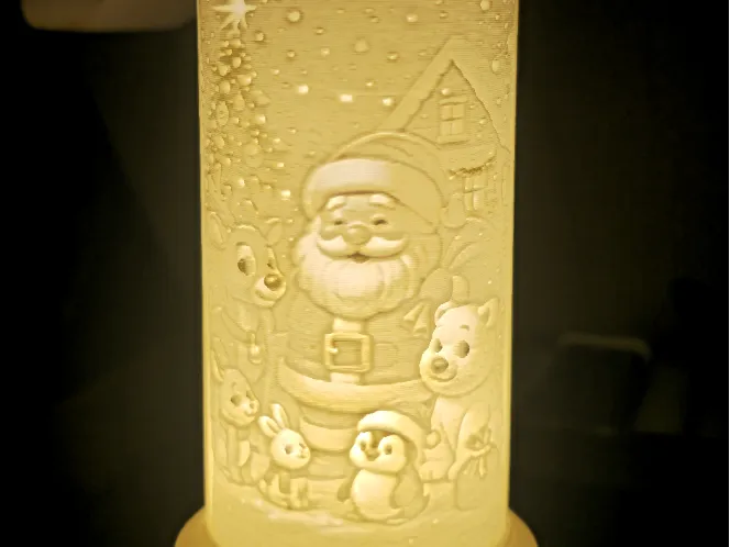 lithopane christmas santa with cute animals by Regis MakerWorld ...