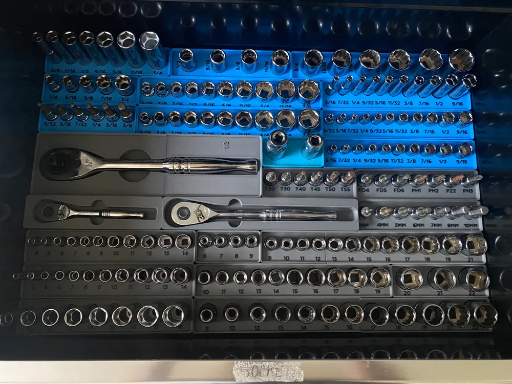 Gridfinity Husky SAE Socket Organizers - Free 3D Print Model - MakerWorld