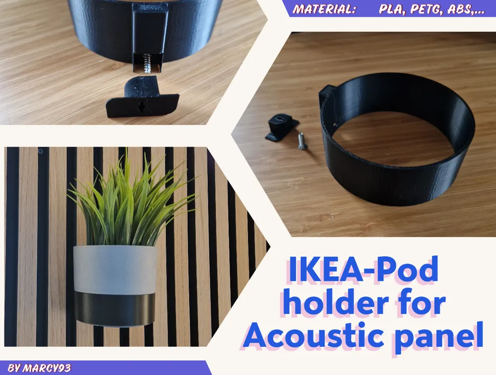 Acoustic panel IKEA-Pod holder by Marcy93 - MakerWorld