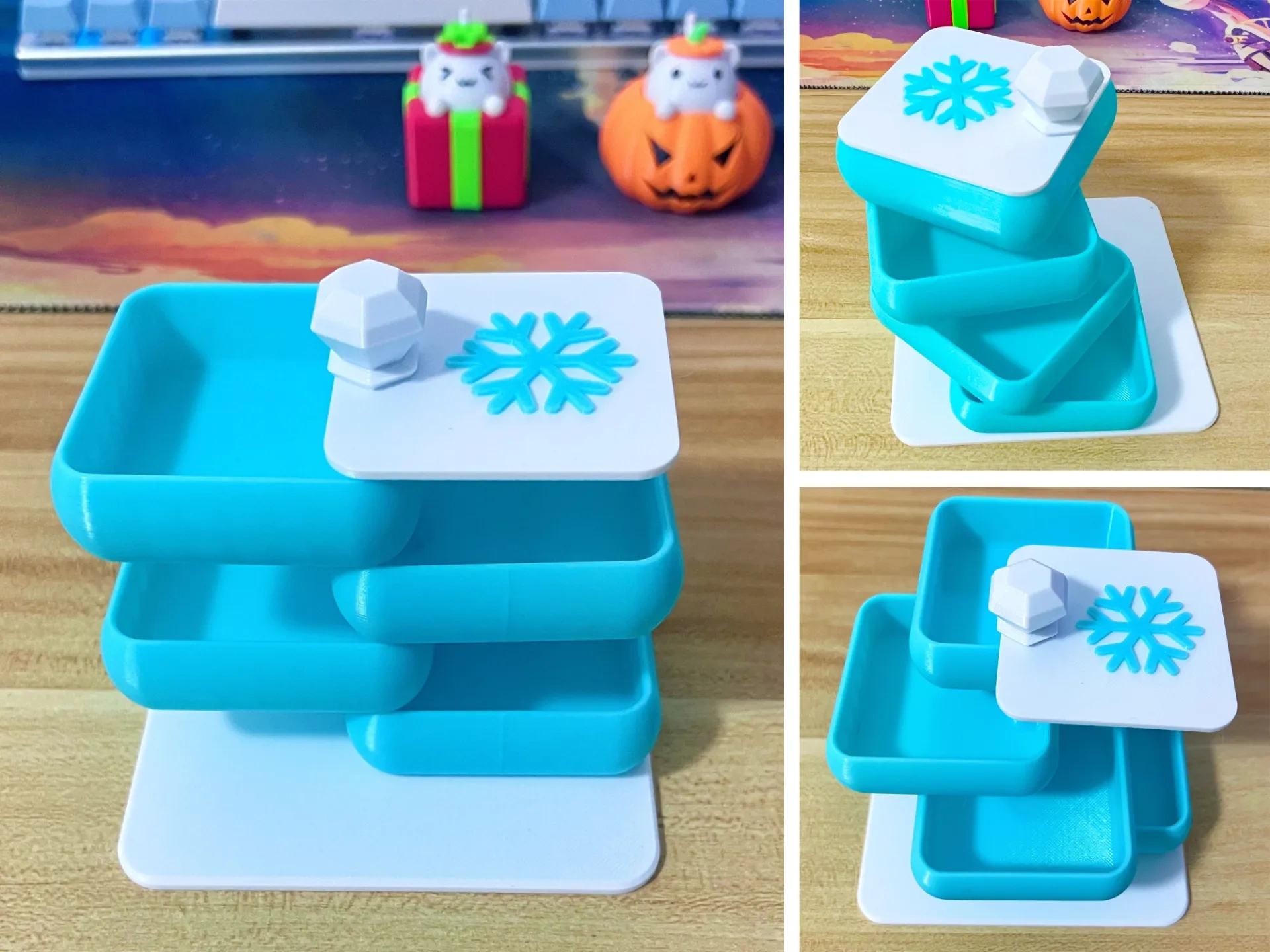 Christmas snowflake rotatable storage box, customizable splicing, you ...
