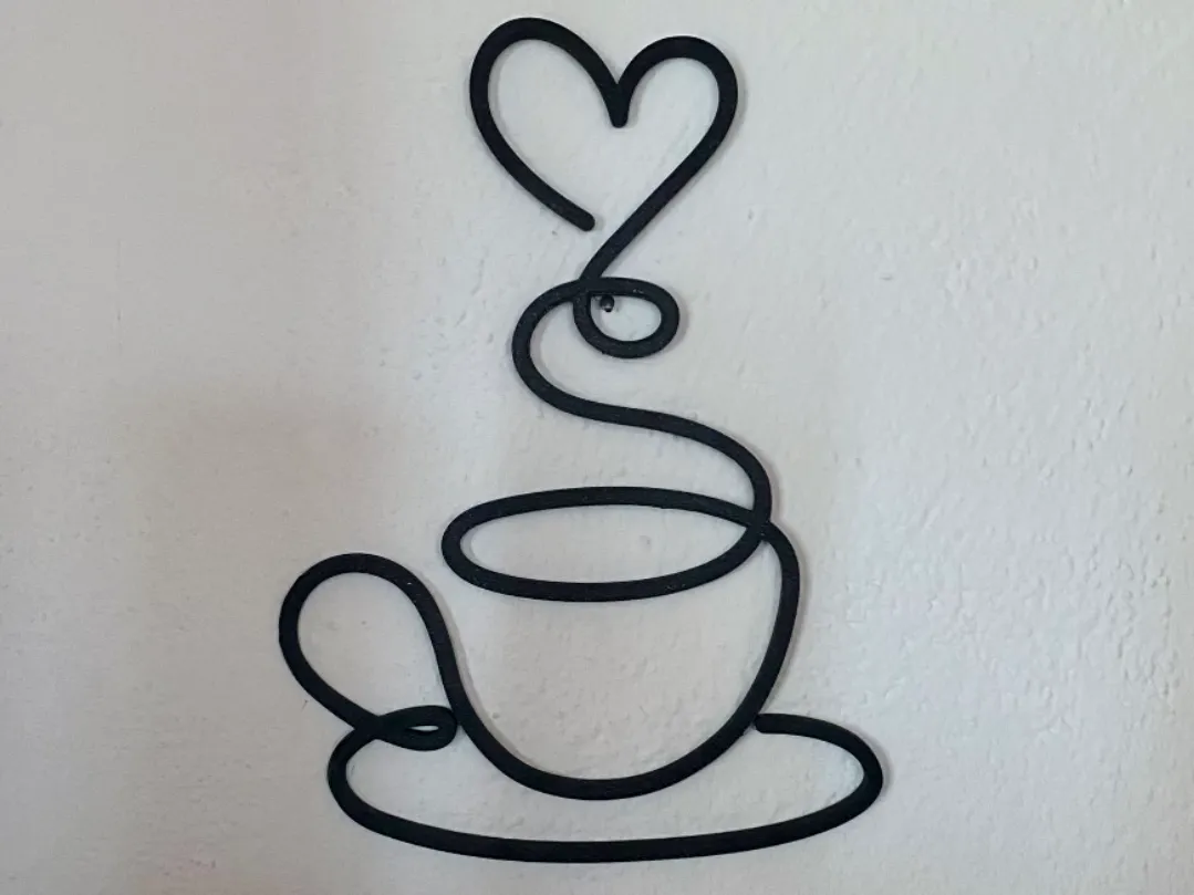 Line art Coffee Cup Heart Minimalist Wall - Free 3D Print Model ...