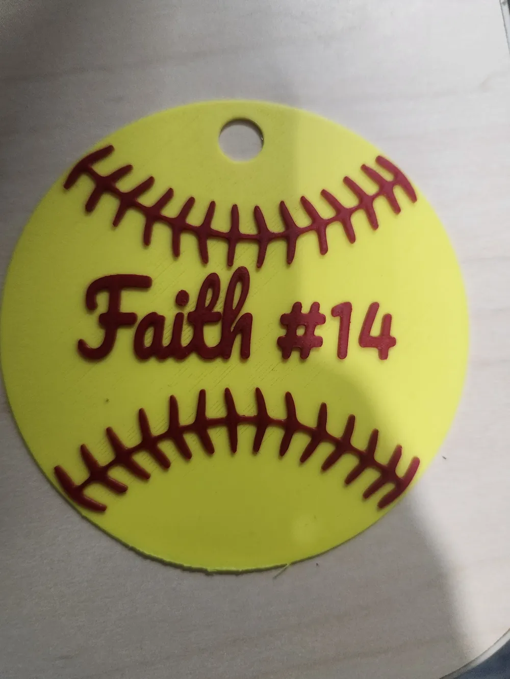Softball Name Tag - Free 3D Print Model - MakerWorld