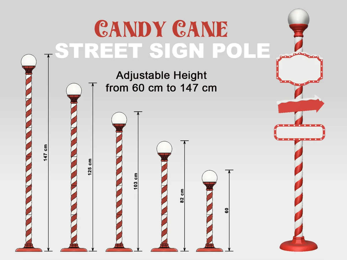 Candy Cane Street Sign Pole - Christmas 60cm-147cm - Free 3D Print ...