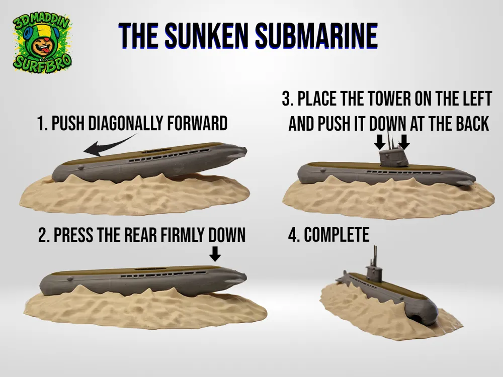 The Sunken Submarine - Free 3D Print Model - MakerWorld