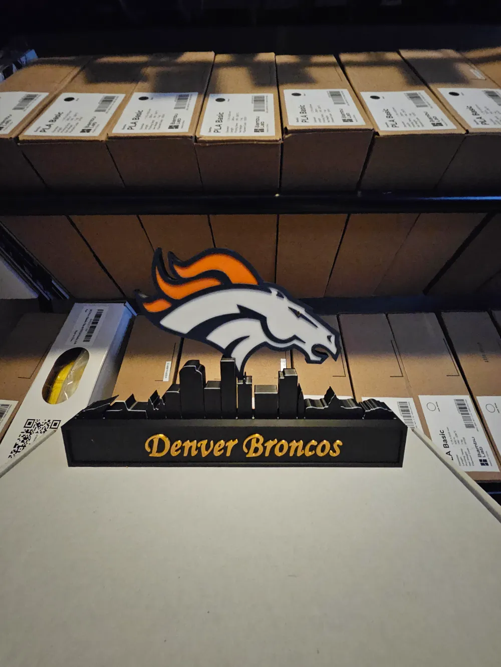 denver broncos with skyline of Denver NFL - Free 3D Print Model ...