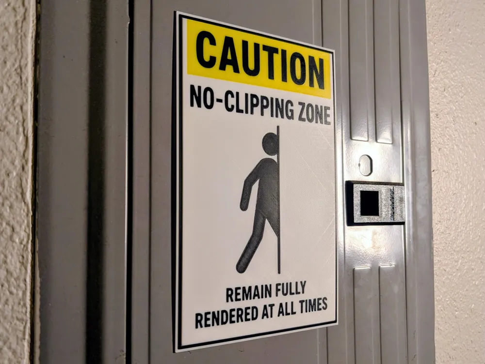 Backrooms No-Clipping Zone Caution Sign - Free 3D Print Model - MakerWorld