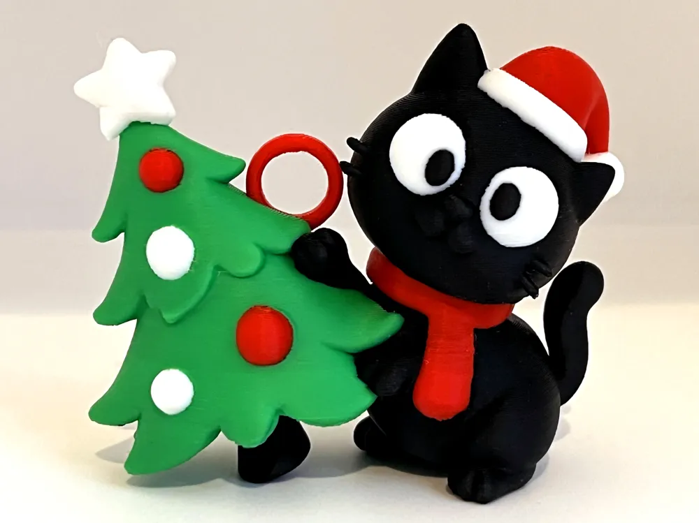 Cat vs Tree Christmas Ornament - Free 3D Print Model - MakerWorld