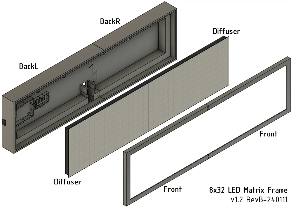 8x32 LED Matrix Frame with Diffuser Grid by fractalnoise MakerWorld ...