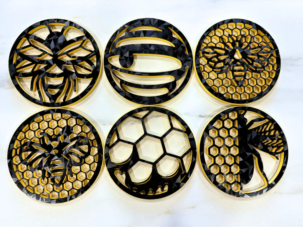 Bee Themed Coasters Set of 6 - With Coaster Holder by FallDamage ...