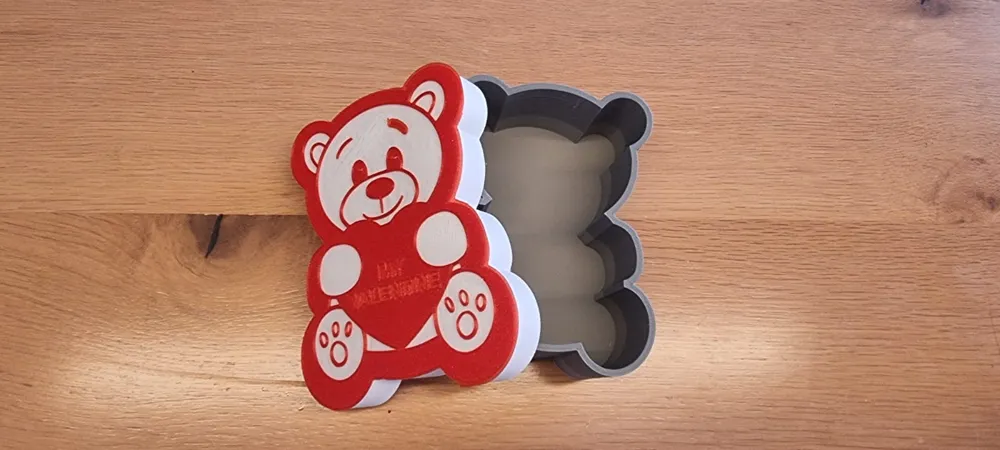 Teddy Bear Valentines gift box - Free 3D Print Model - MakerWorld