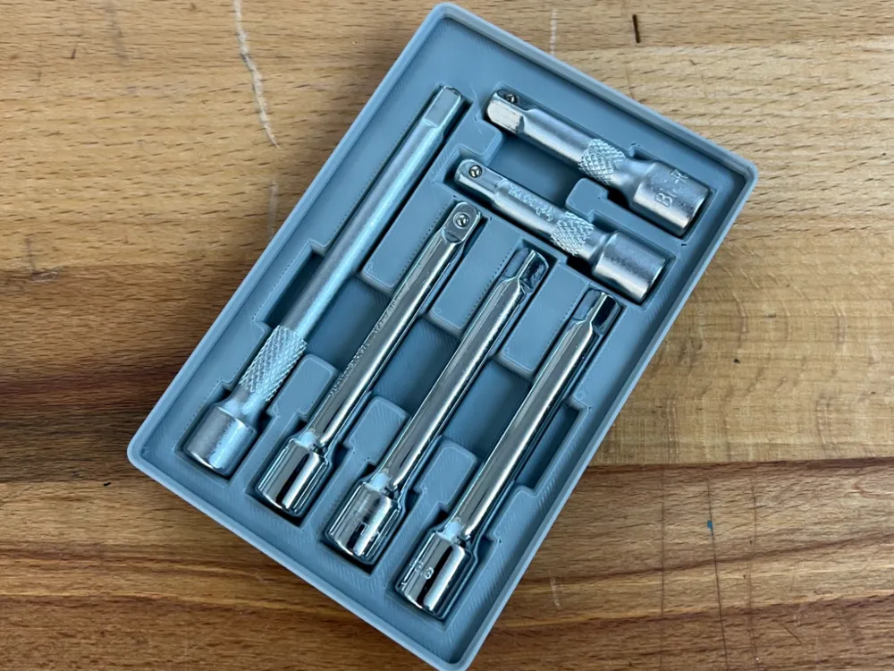 Gridfinity Socketwrench extensionsholder Stackable by Sammy - MakerWorld