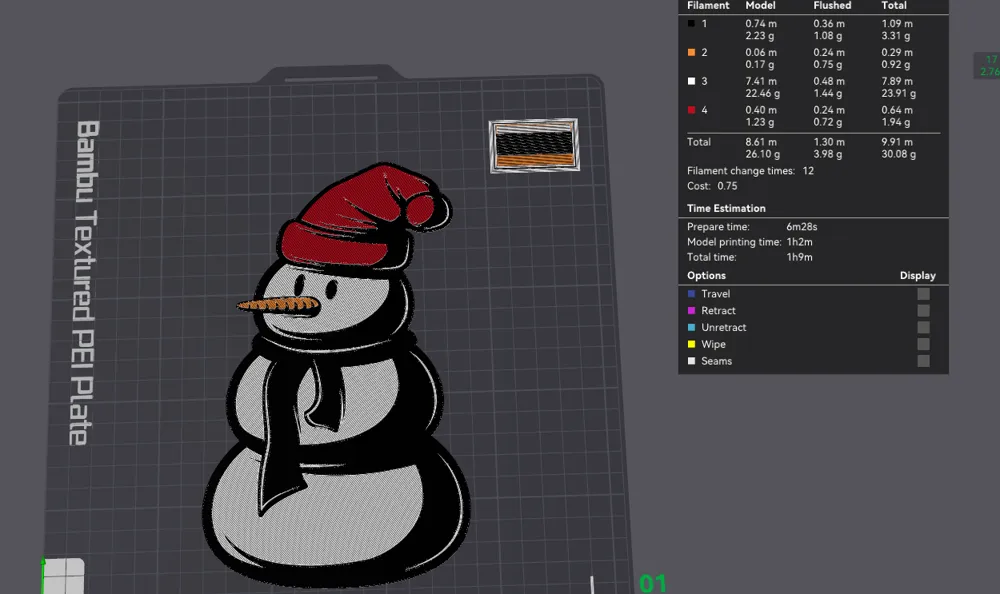 Snowman 2D already painted ready to print by Iulian3D - MakerWorld