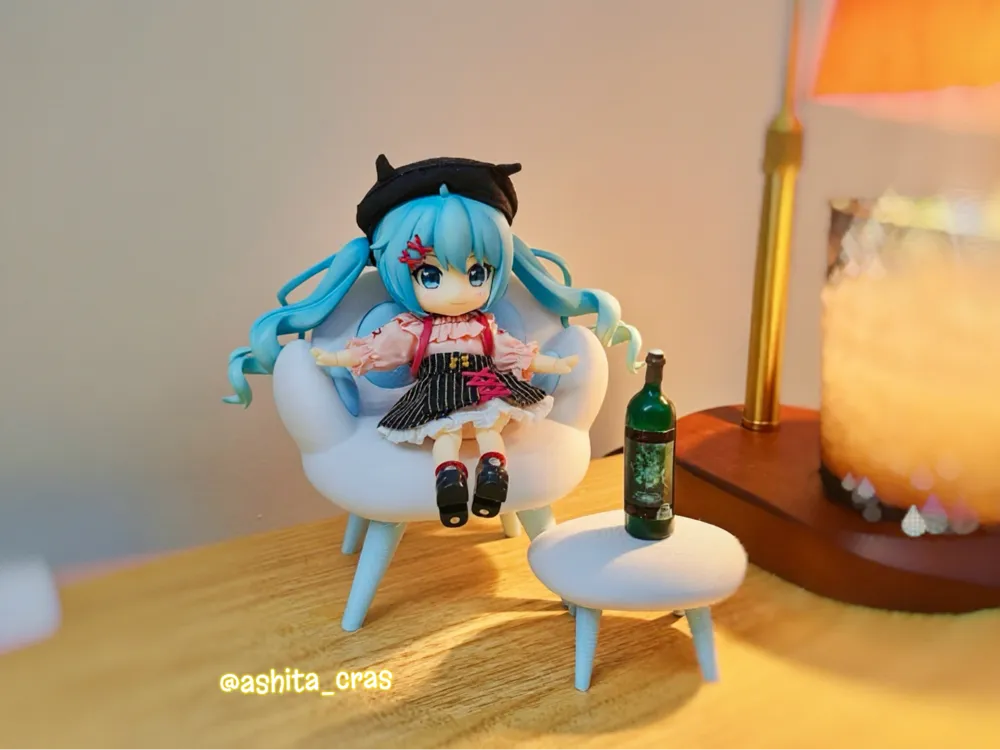 Cute Paw Armchair & Ottoman Set for Doll House - Free 3D Print Model ...