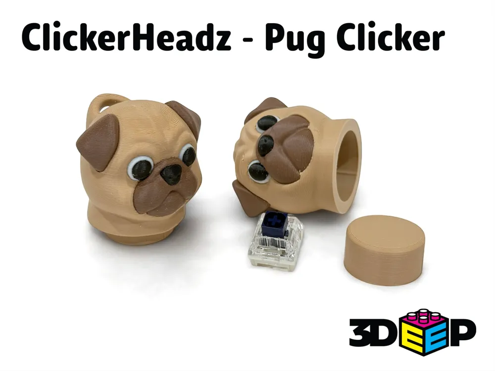 ClickerHeadz - Pug Keyboard Clicker & Keychain - Free 3D Print Model ...