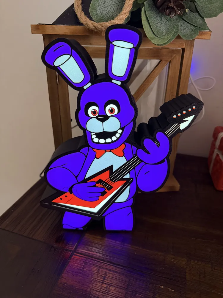 FNAF: Bonnie with Guitar LED Light - Free 3D Print Model - MakerWorld