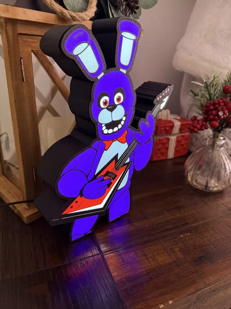 FNAF: Bonnie with Guitar LED Light - Free 3D Print Model - MakerWorld