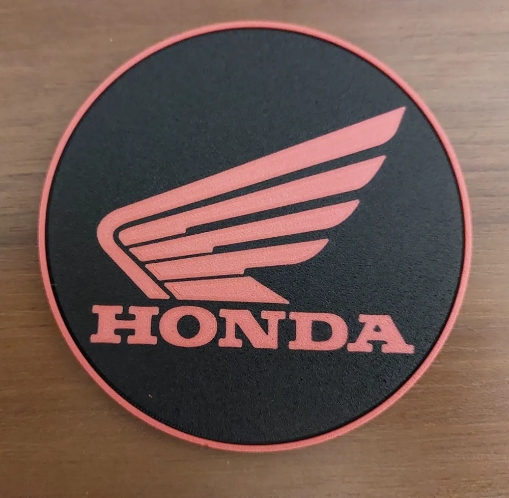 Honda coaster (centered text) by CustomCreations - MakerWorld