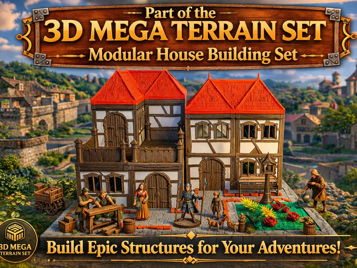 Modular House Building Set | 3D Terrain System - Free 3D Print Model ...