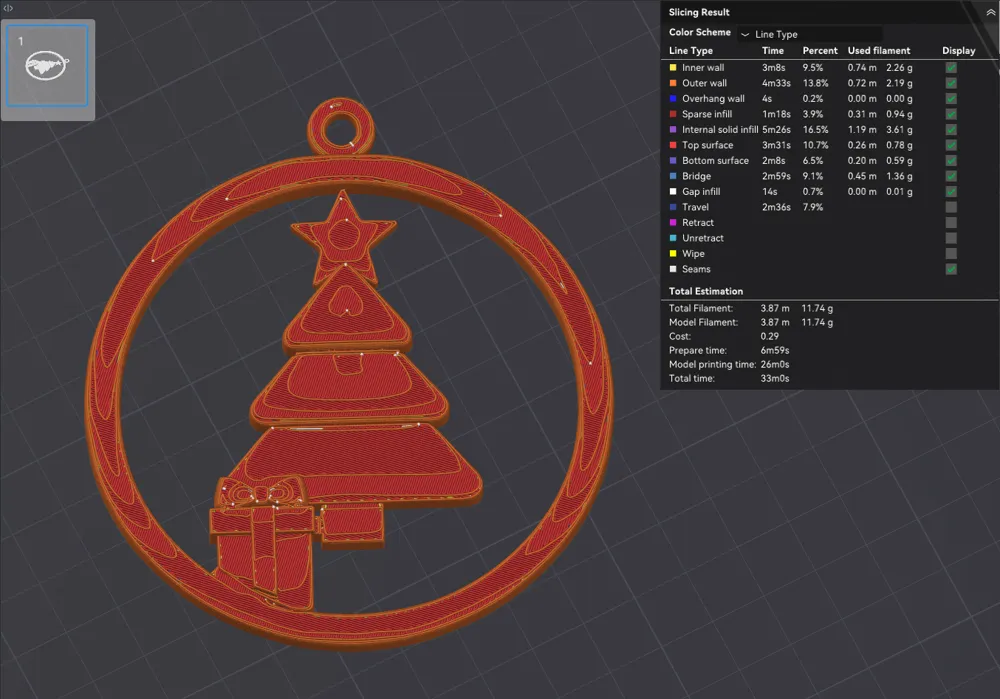 Simple 2D Christmas Tree Ornament | Fast Print - Free 3D Print Model ...