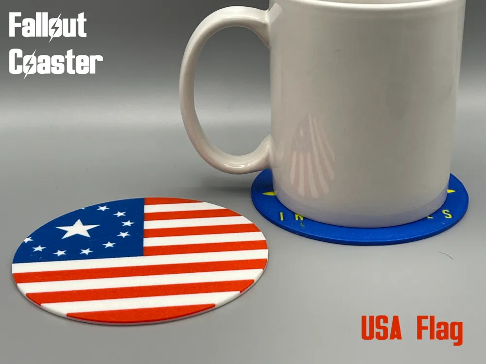 USA Flag Coaster - Fallout by MalcTheOracle - MakerWorld