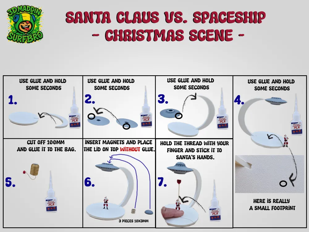 Santa Claus vs. Spaceship – Christmas Scene by 3DMaddin MakerWorld: Download Free 3D Models
