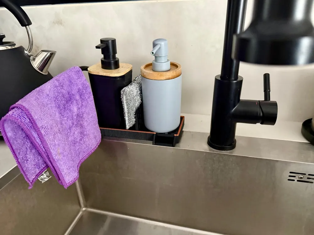 Dish Soap, cloth and sponge holder - Free 3D Print Model - MakerWorld