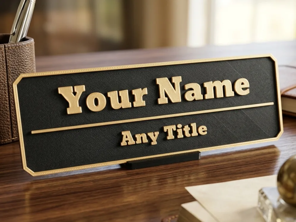 Customizable Desk Nameplate & Stand - Free 3D Print Model - MakerWorld