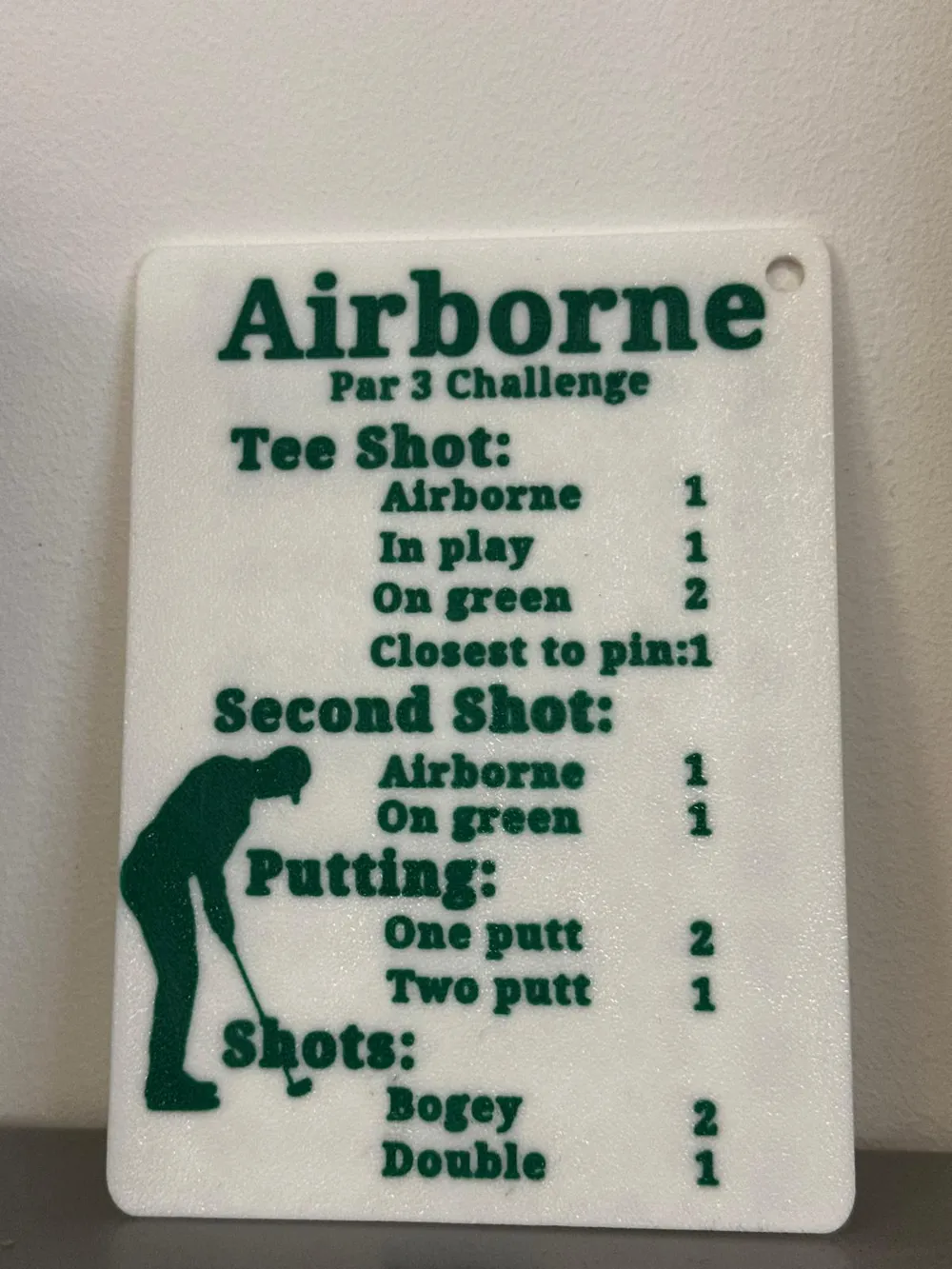 Airborne Golf Scorecard | Par 3 Beginner Game - Free 3D Print Model ...