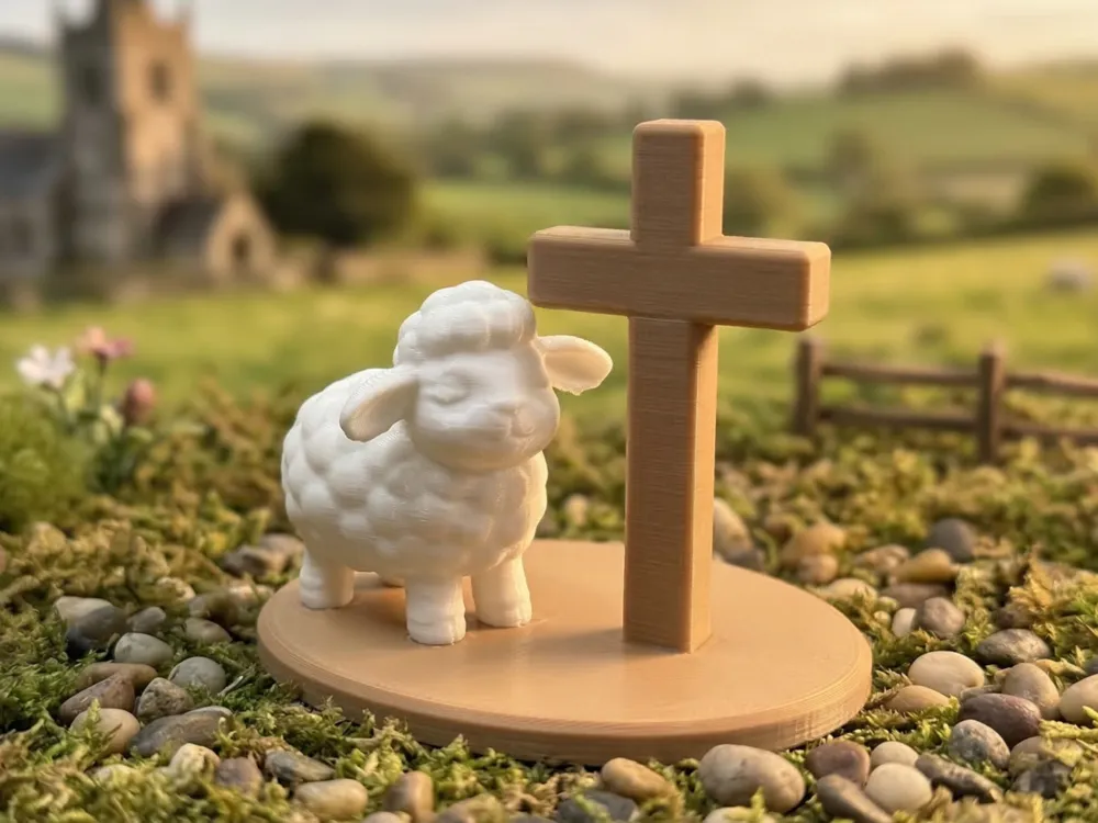 Sheep and the Cross of Christ - Free 3D Print Model - MakerWorld