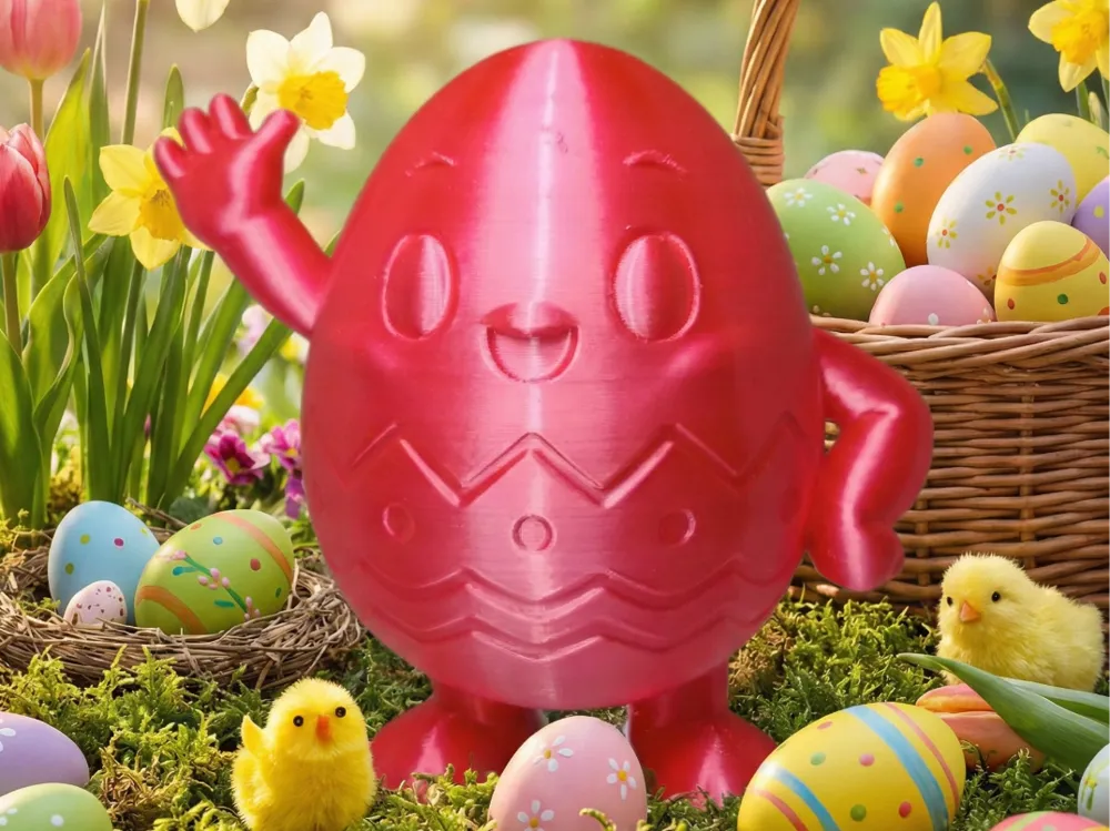 Happy Easter egg and chibi character - Free 3D Print Model - MakerWorld