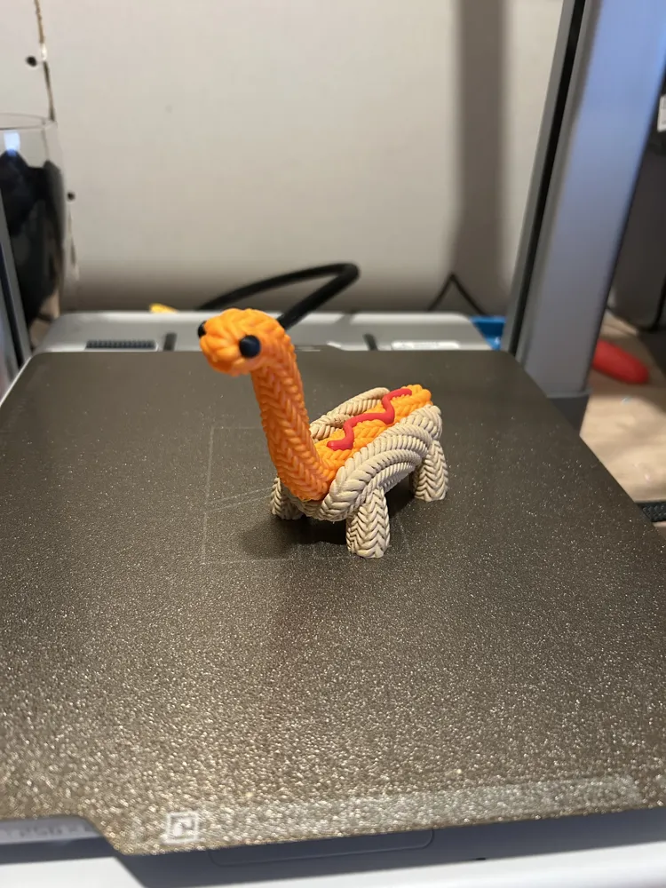 Cute Hot Dog Dino - Knitted Texture - Free 3D Print Model - MakerWorld