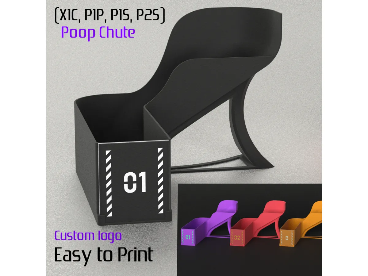 Poop Chute (X1C, P1P, P1S, P2S) Easy to Print - Free 3D Print Model ...