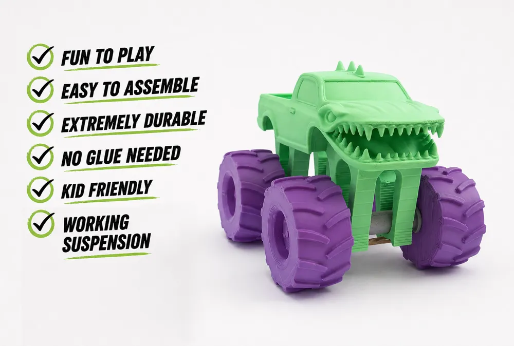 Monster Truck T-Rex Style - Free 3D Print Model - MakerWorld