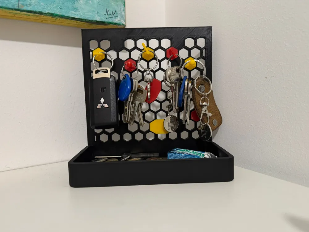 Honeycomb Modular Key Organizer with Tray - Free 3D Print Model ...