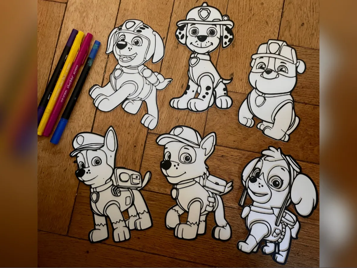 Paw Patrol Coloring Page - Free 3D Print Model - MakerWorld