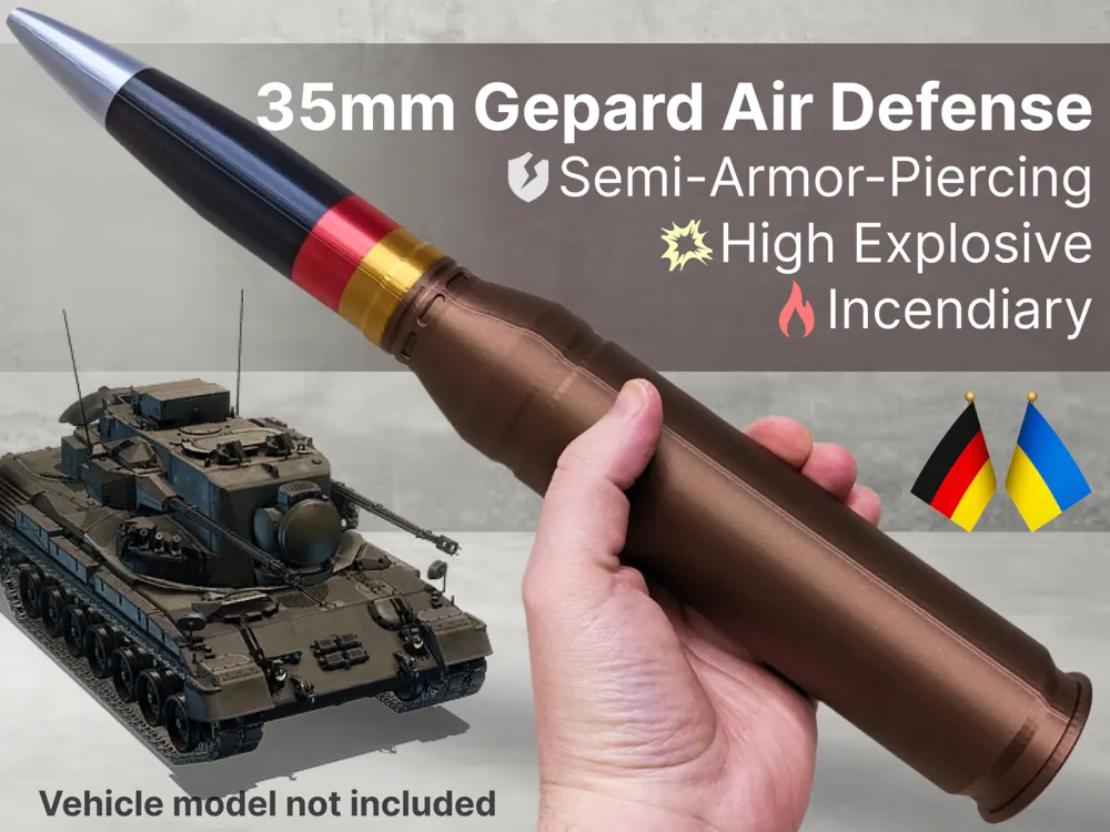 35mm Gepard Air Defense Round used in Ukraine by Rexi Labs MakerWorld: Download Free 3D Models