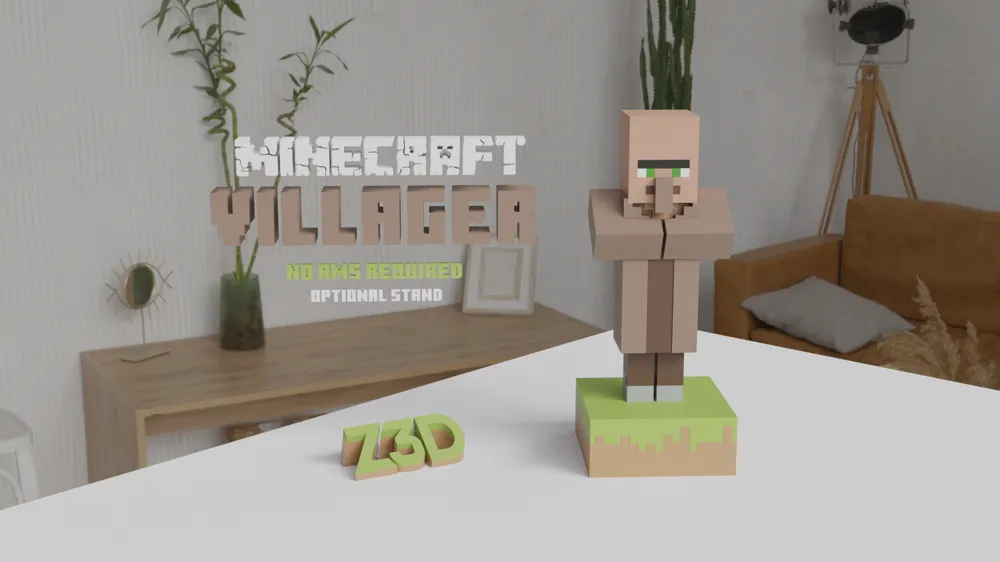 Minecraft Villager (AMS Optional) - Free 3D Print Model - MakerWorld
