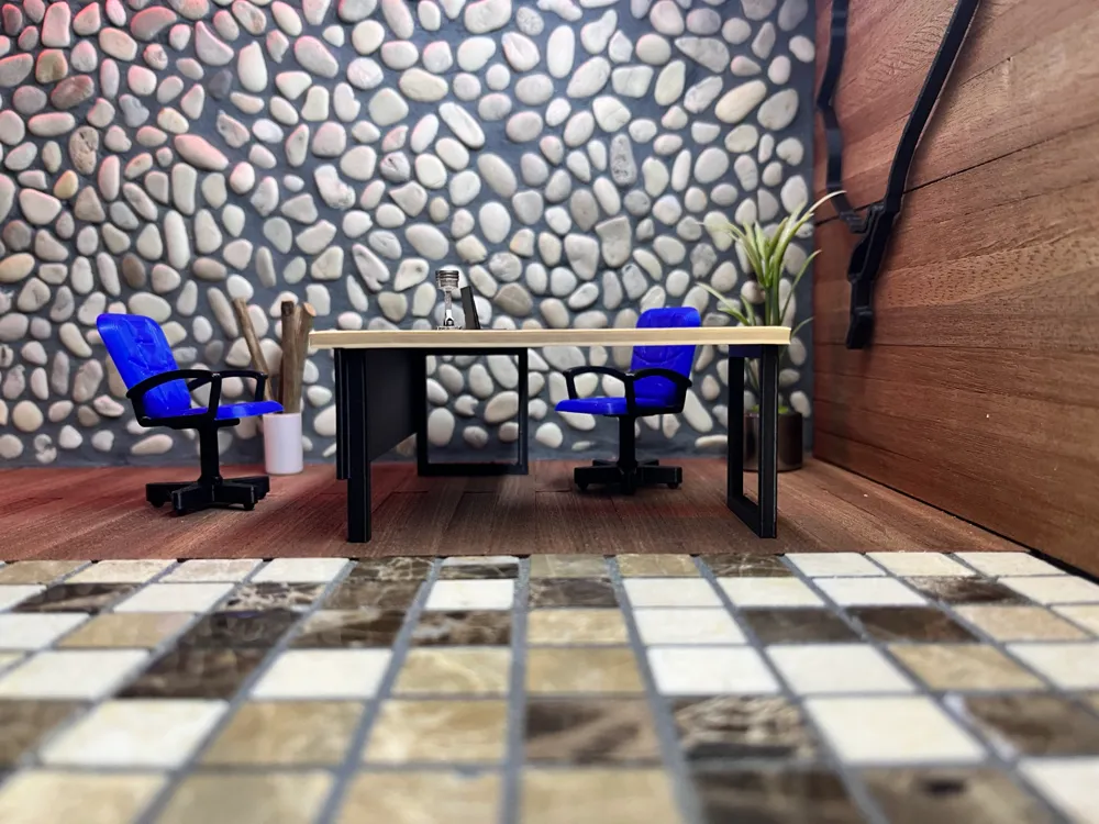 miniature desk & chair 1:18 diorama & dollhouse by pierblebee - MakerWorld