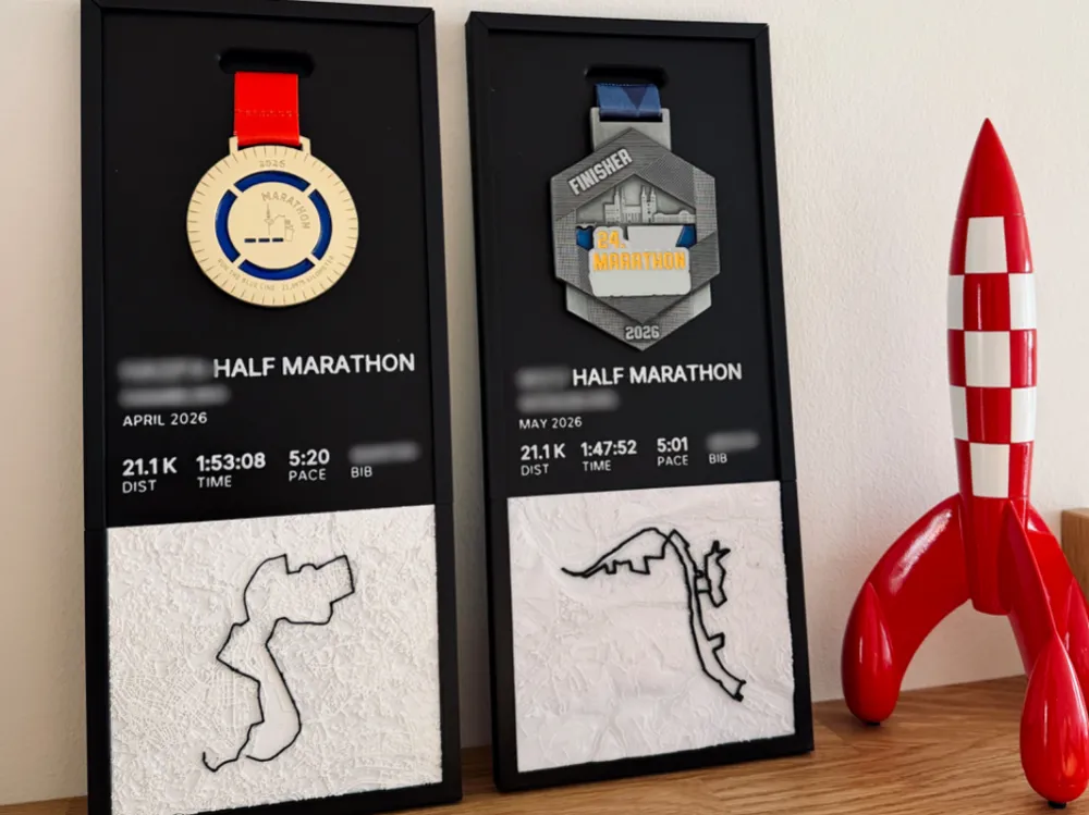 Marathon Medal & Map Display Frame - Free 3D Print Model - MakerWorld