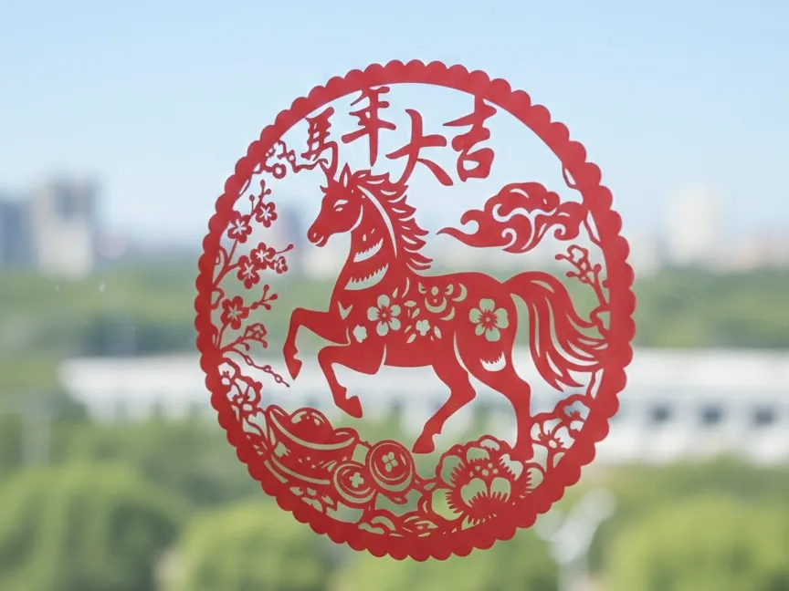 Chinese Paper Cut 2026 Auspicious Year of the Horse Window Paper Cut ...