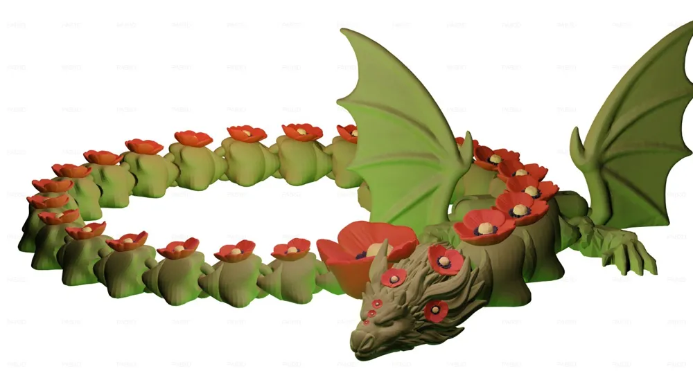 Articulated flexi dragon Poppies by PAB3D MakerWorld: Download Free 3D ...