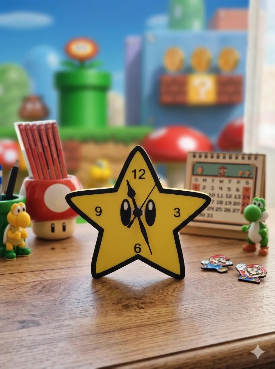 Super Mario Star Clock! - Free 3D Print Model - MakerWorld