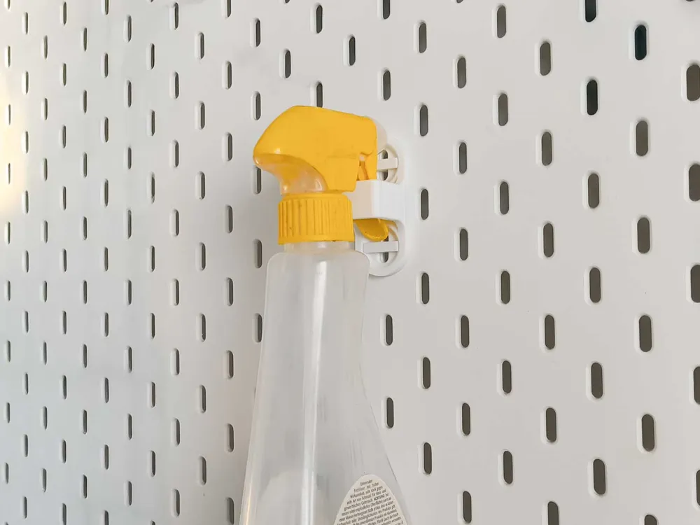 Spray Bottle Holder for IKEA SKADIS (T-Clip) by samulski MakerWorld: Download Free 3D Models