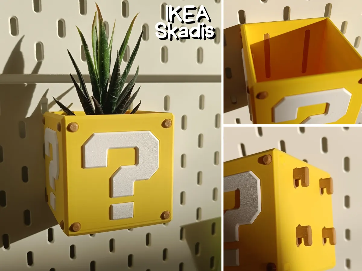 Super Mario Question Mark Box for IKEA Skadis - Free 3D Print Model ...